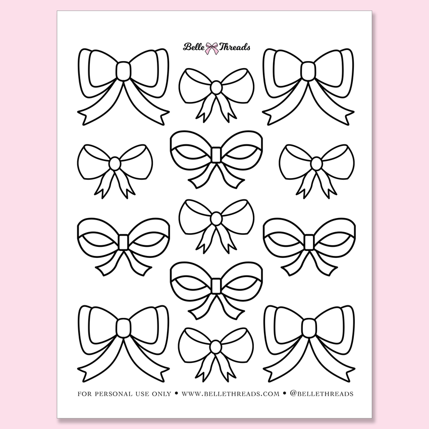 Free Coquette Bow Coloring Page Printable – Belle Threads